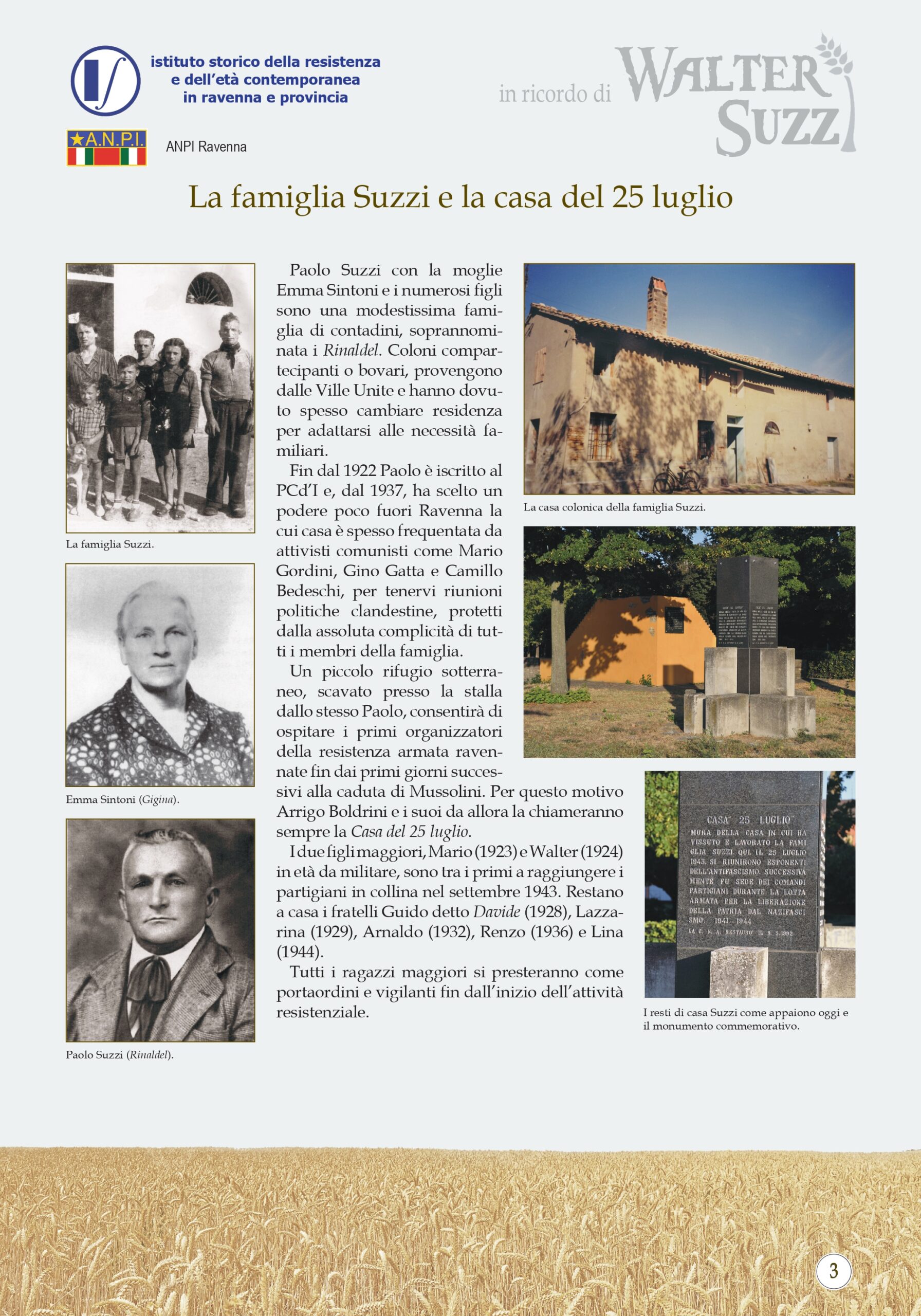 Mostra "In ricordo di Walter Suzzi" - Istituto Storico della Resistenza ...